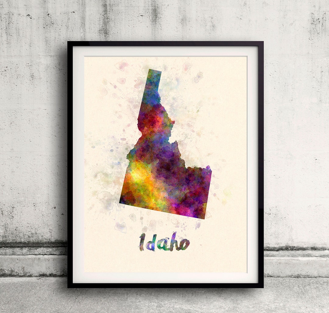 Idaho US State in Watercolor Background 8x10 In. to 12x16 In. Poster ...