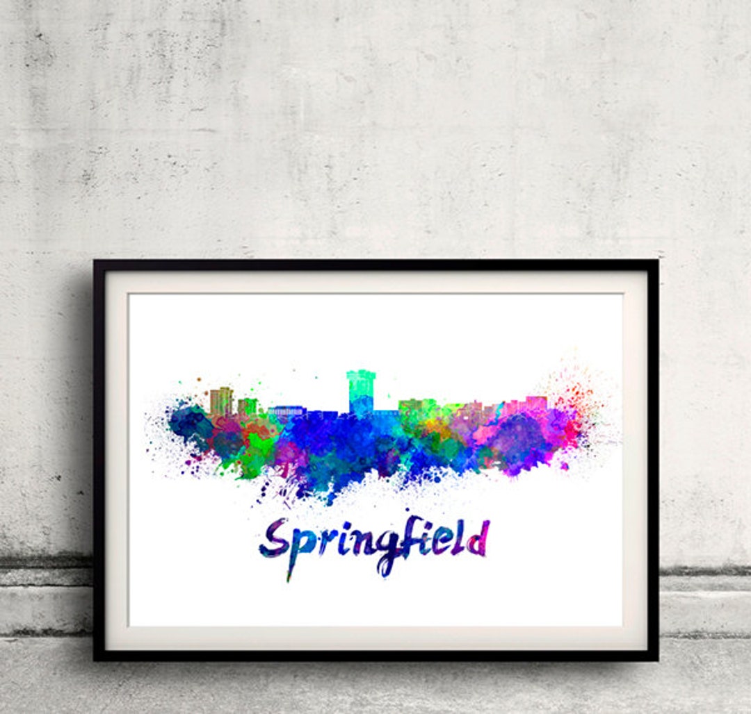 Springfield MO Skyline in Watercolor Over White Background With Name of ...