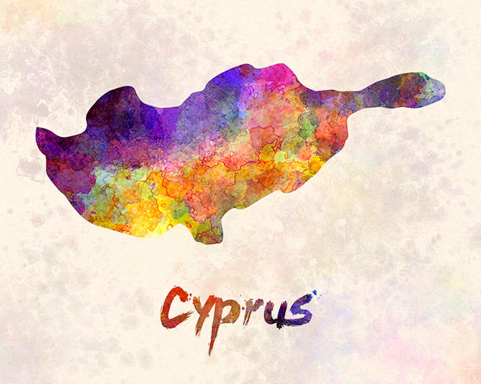 Cyprus Map in Watercolor Fine Art Print Glicee Poster - Etsy