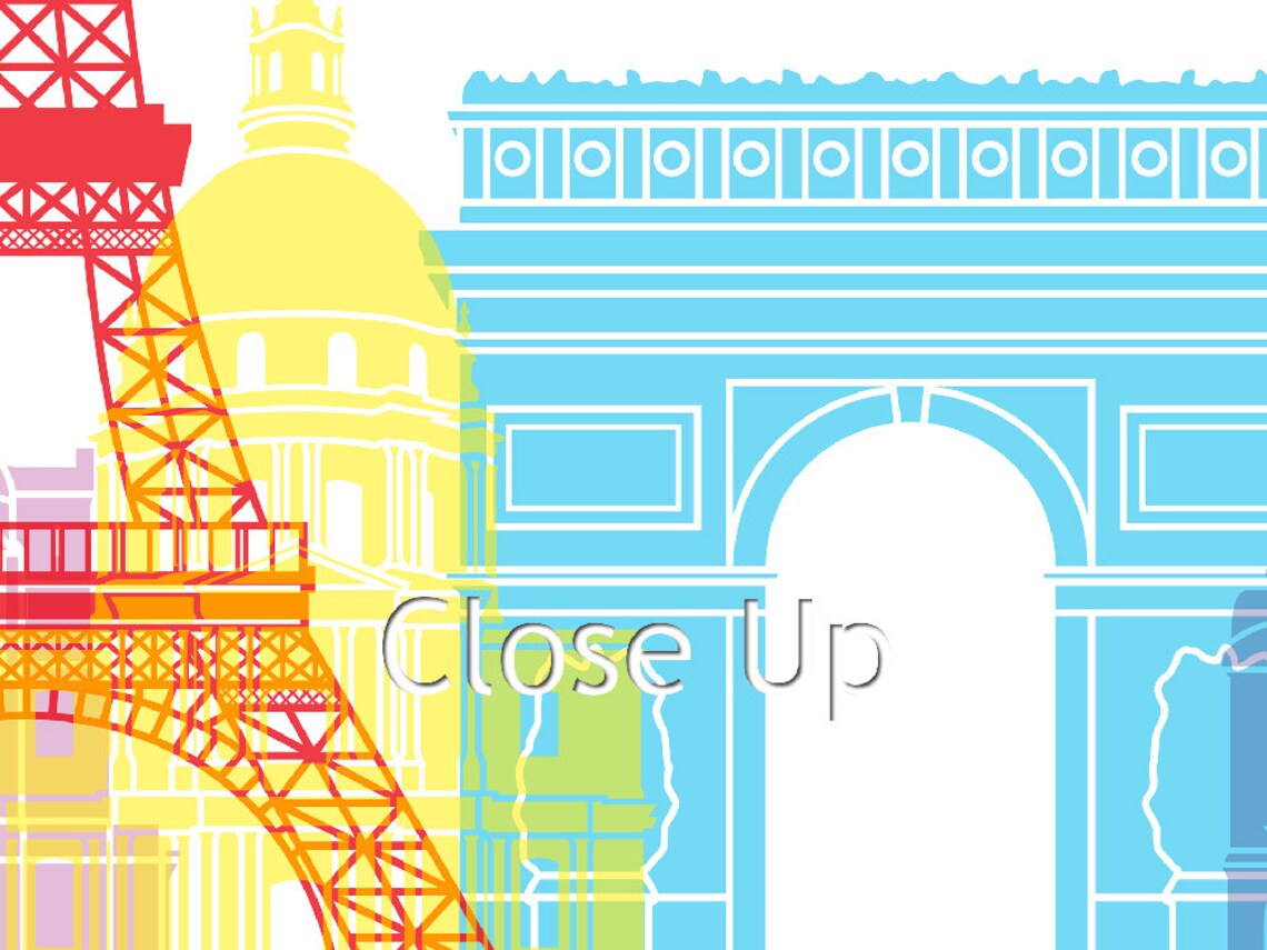 Paris Pop Art Skyline 8x10 In. to 12x16 In. Fine Art Print Glicee ...