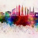 New York Skyline in Watercolor Background - Poster Digital Wall Art ...