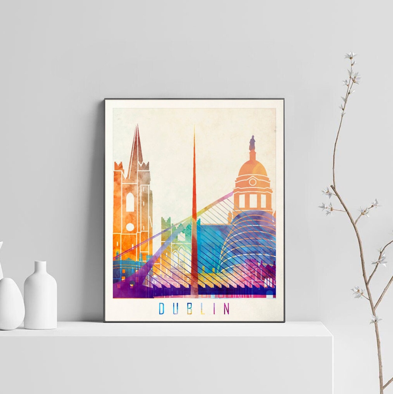 Dublin Landmarks Watercolor Poster Fine Art Print Landmarks - Etsy