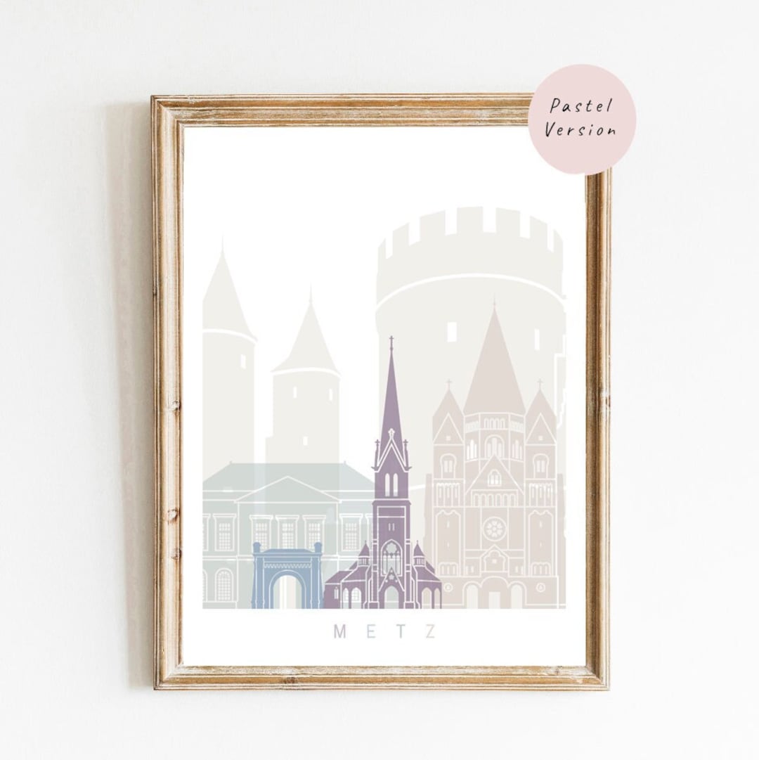 Metz Skyline Poster - Fine Art Print Landmarks Skyline Poster Gift ...