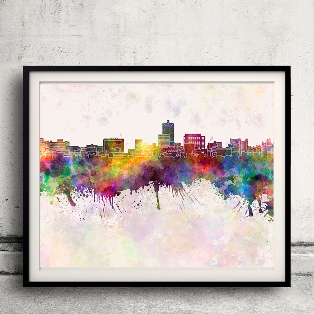 Toyama Skyline in Watercolor Background - Poster Digital Wall Art ...