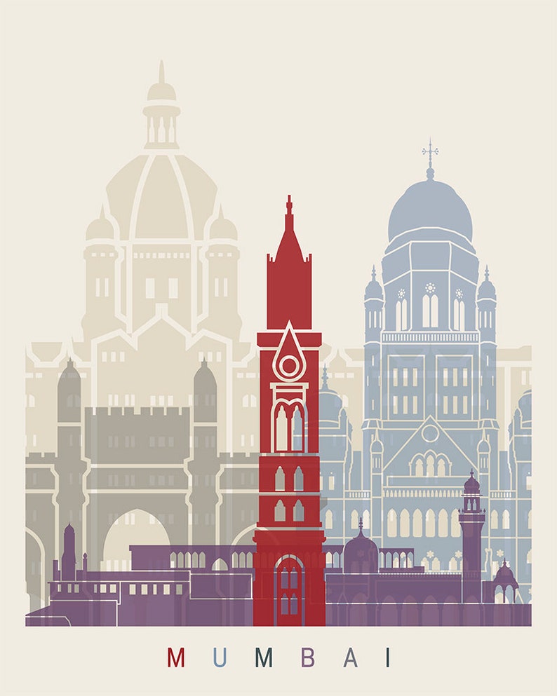 Mumbai Skyline Poster Fine Art Print Landmarks Skyline - Etsy