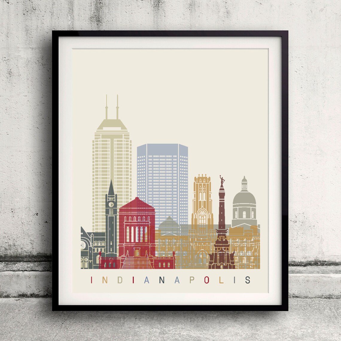 Indianapolis Skyline Poster Fine Art Print Landmarks Skyline | Etsy