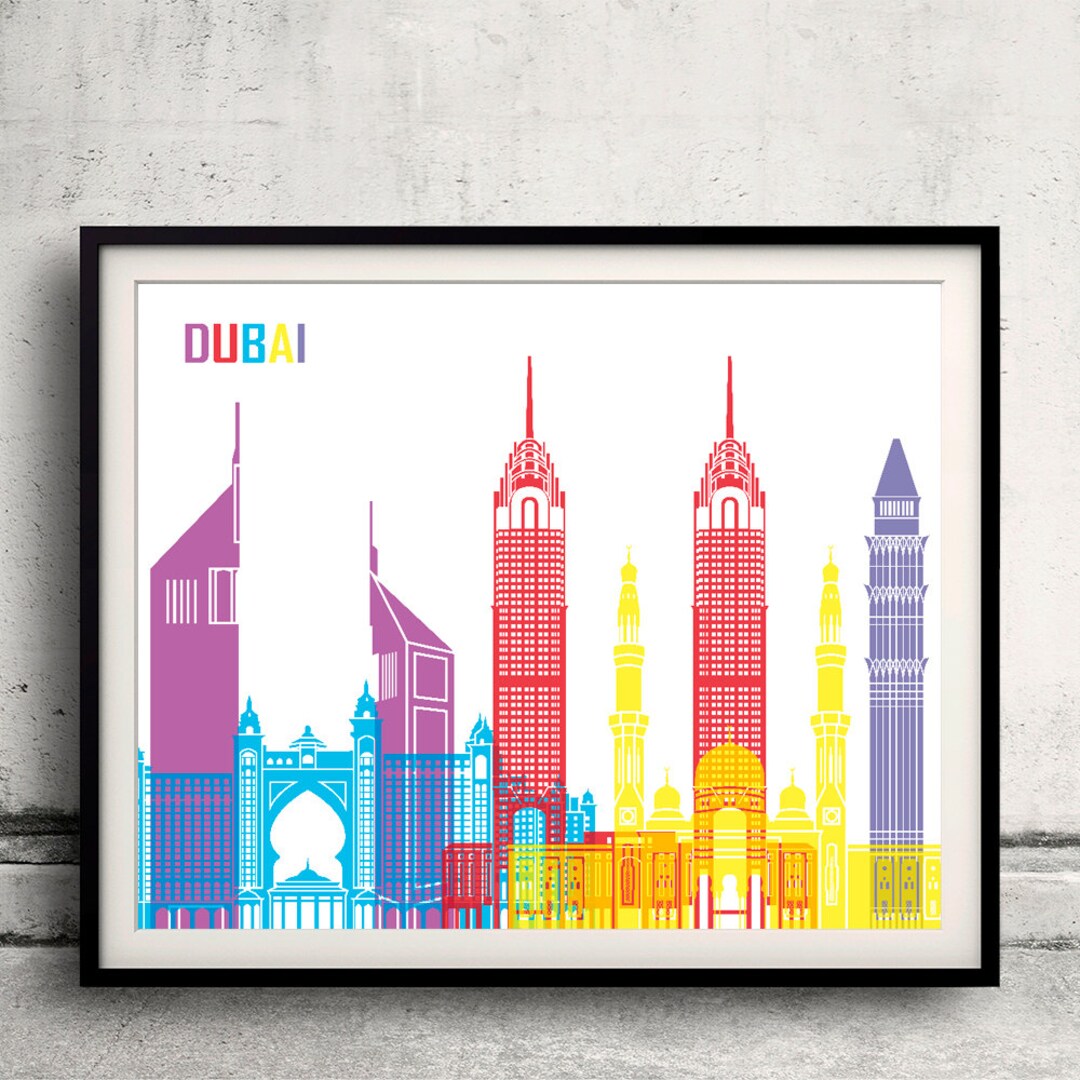 Dubai Pop Art Skyline 8x10 In. to 12x16 In. Fine Art Print Glicee ...