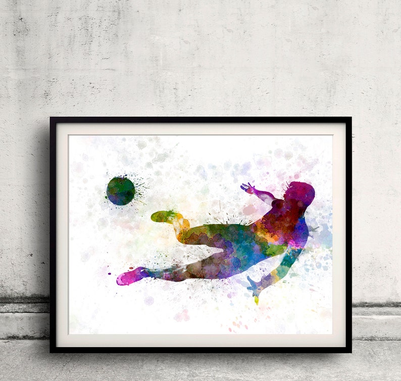 Man Flying Kicking Playing Soccer Football 8x10 In. to 12x16 In. Poster ...