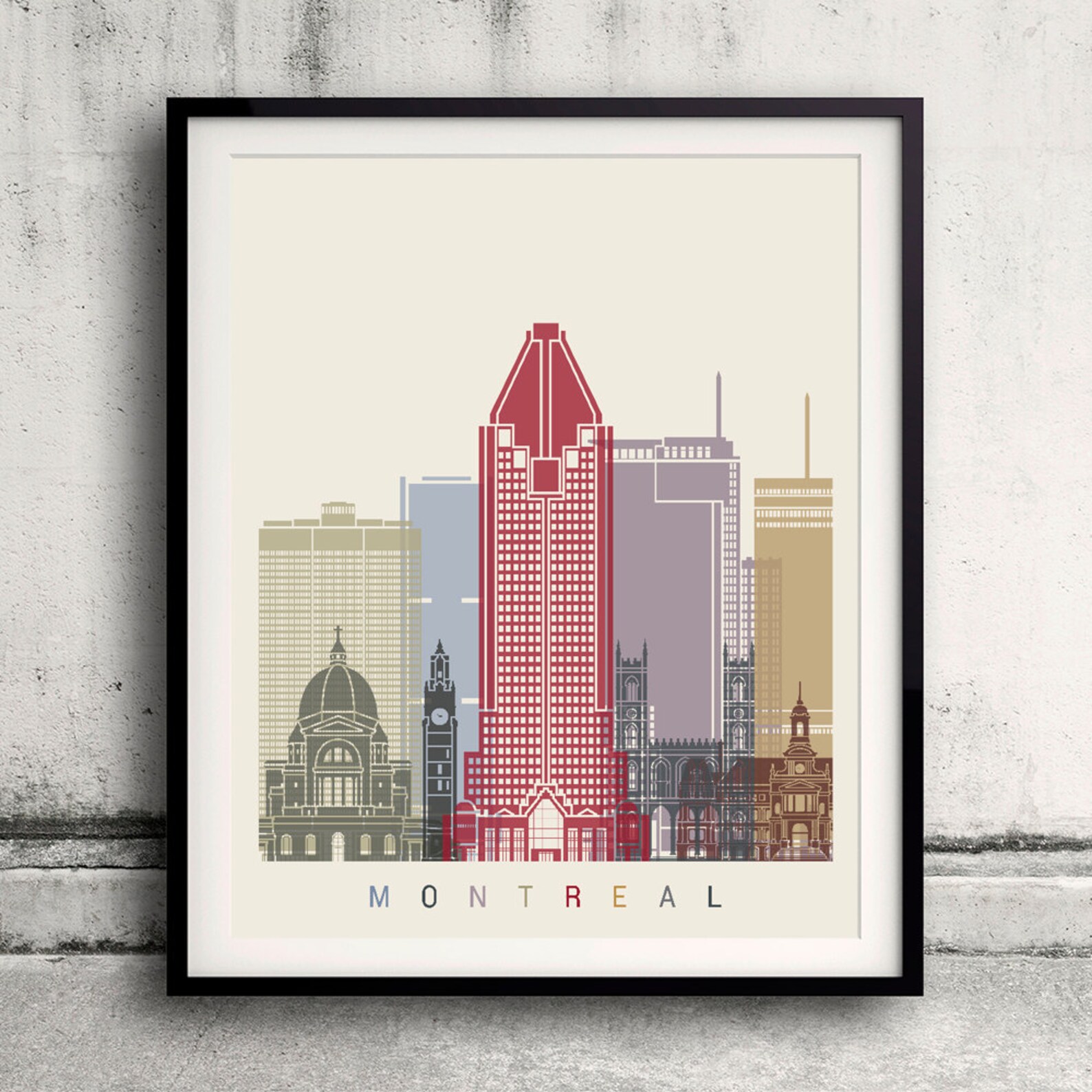 Montreal Skyline Poster - Fine Art Print Landmarks Skyline Poster Gift ...