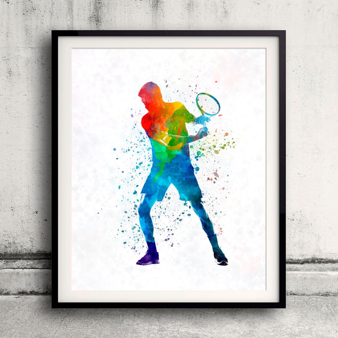 Man Tennis Player 02 in Watercolor Poster Watercolor Wall - Etsy