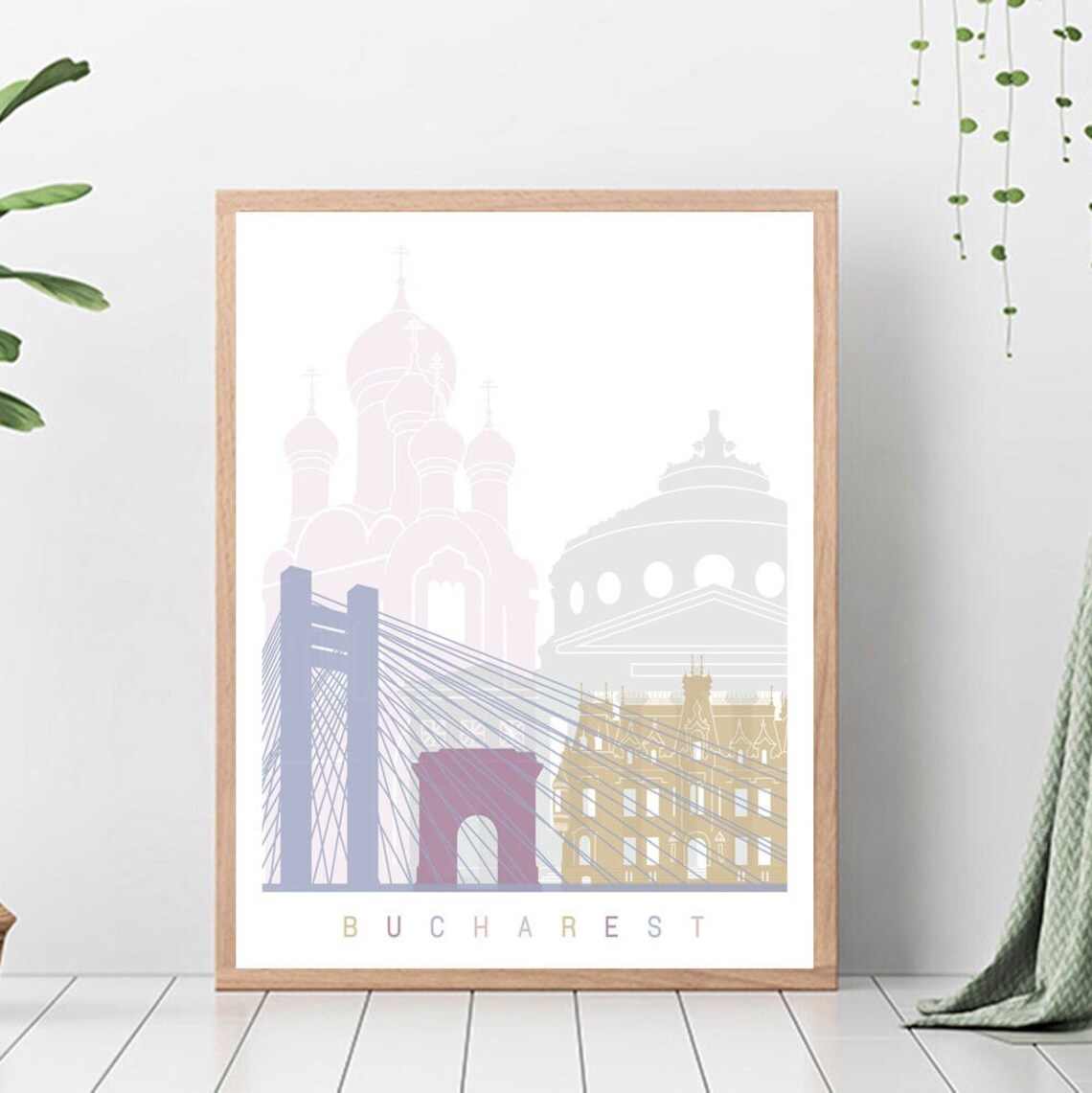 Bucharest Skyline Poster - Fine Art Print Landmarks Skyline Poster Gift ...