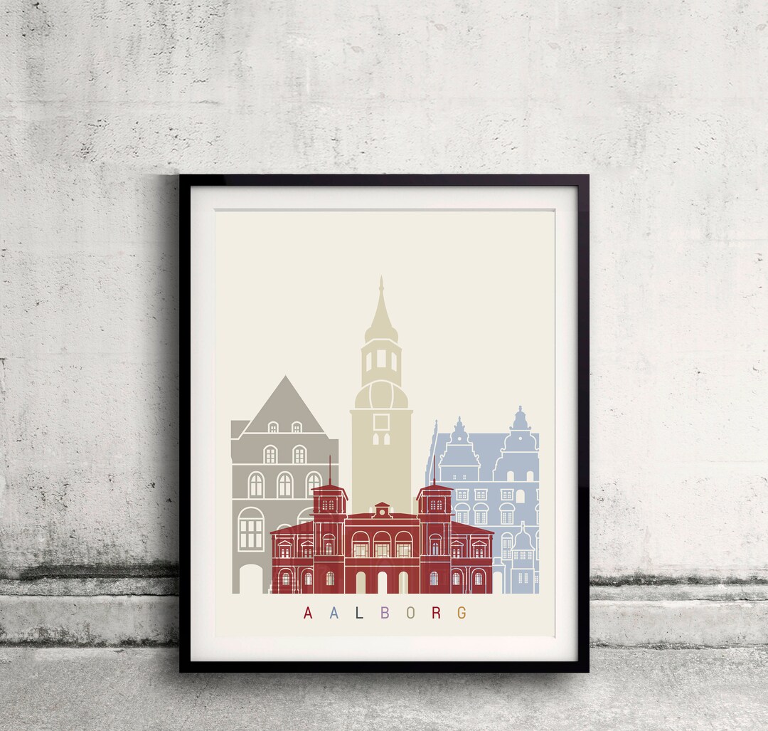 Aalborg Skyline Poster - Fine Art Print Landmarks Skyline Poster Gift ...