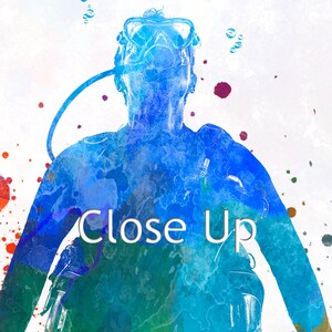 Man Scuba Diver 04 in Watercolor - Poster Watercolor Wall Art Splatter ...