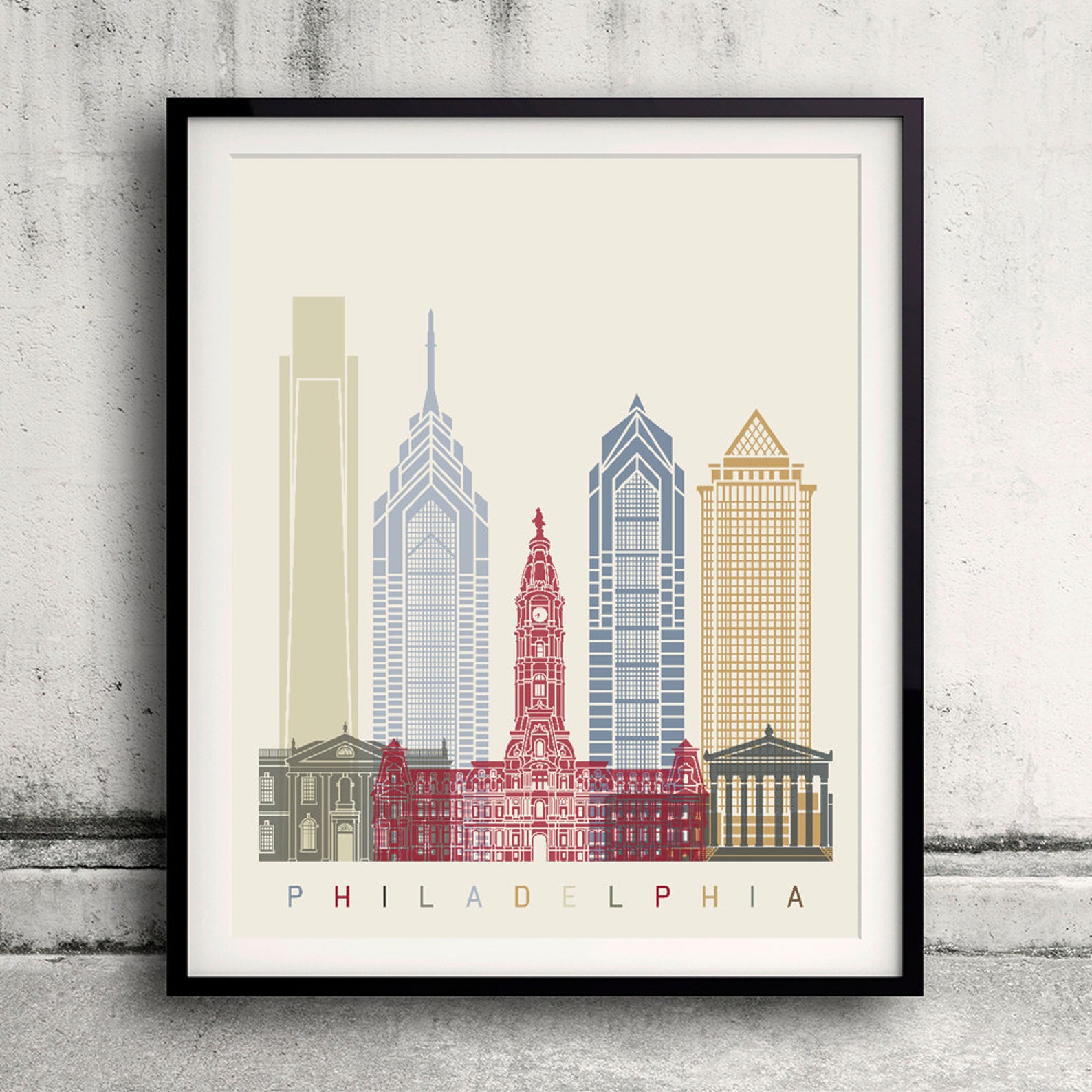 Philadelphia Skyline Poster Fine Art Print Landmarks Skyline | Etsy