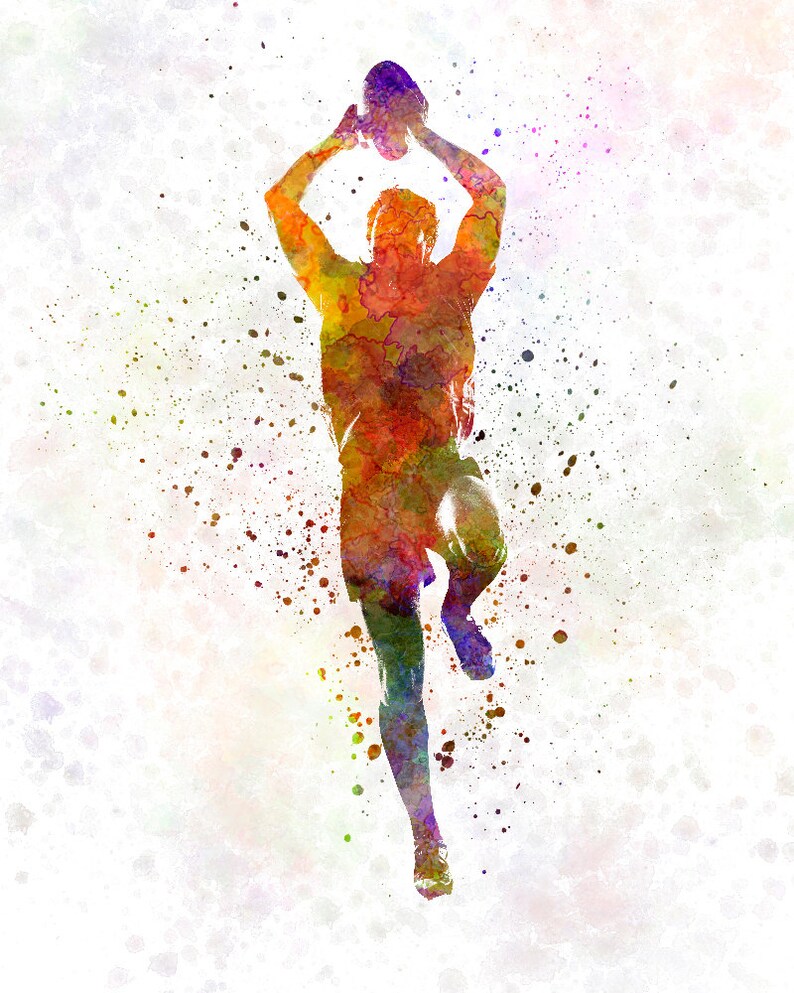 Rugby Man Player 04 - Poster Watercolor Wall Art Gift Splatter Sport ...