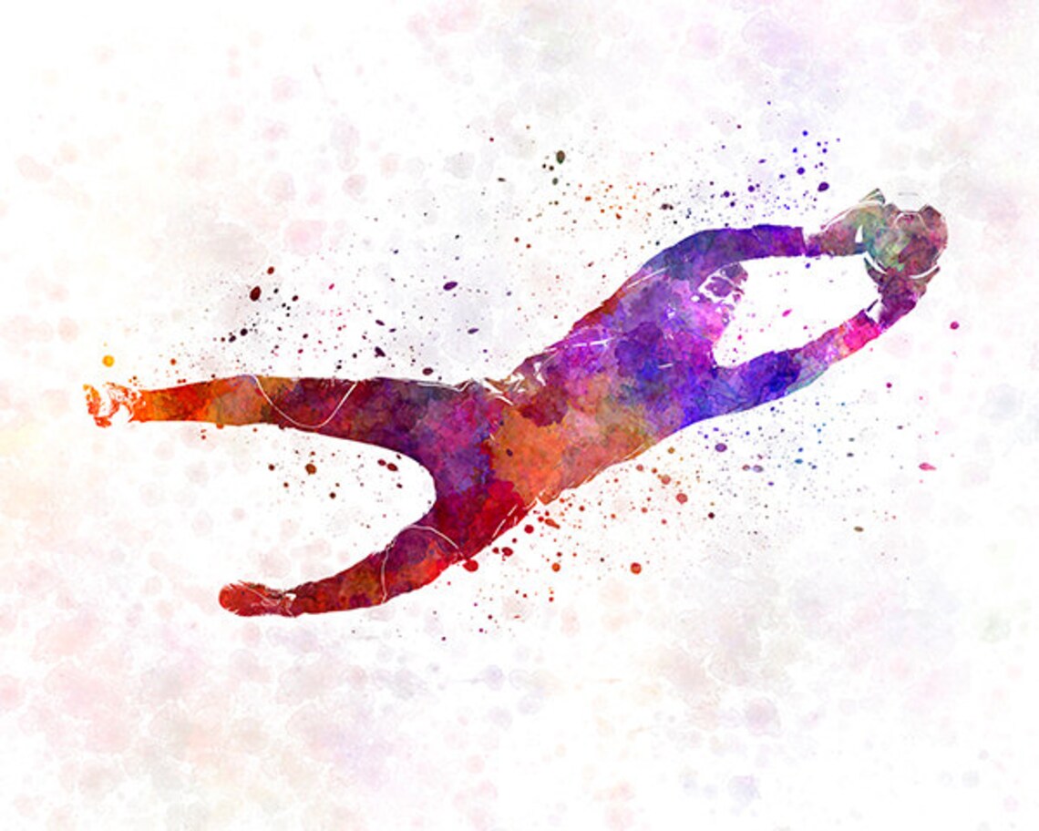Soccer football player goalkeeper 01 poster watercolor wall | Etsy