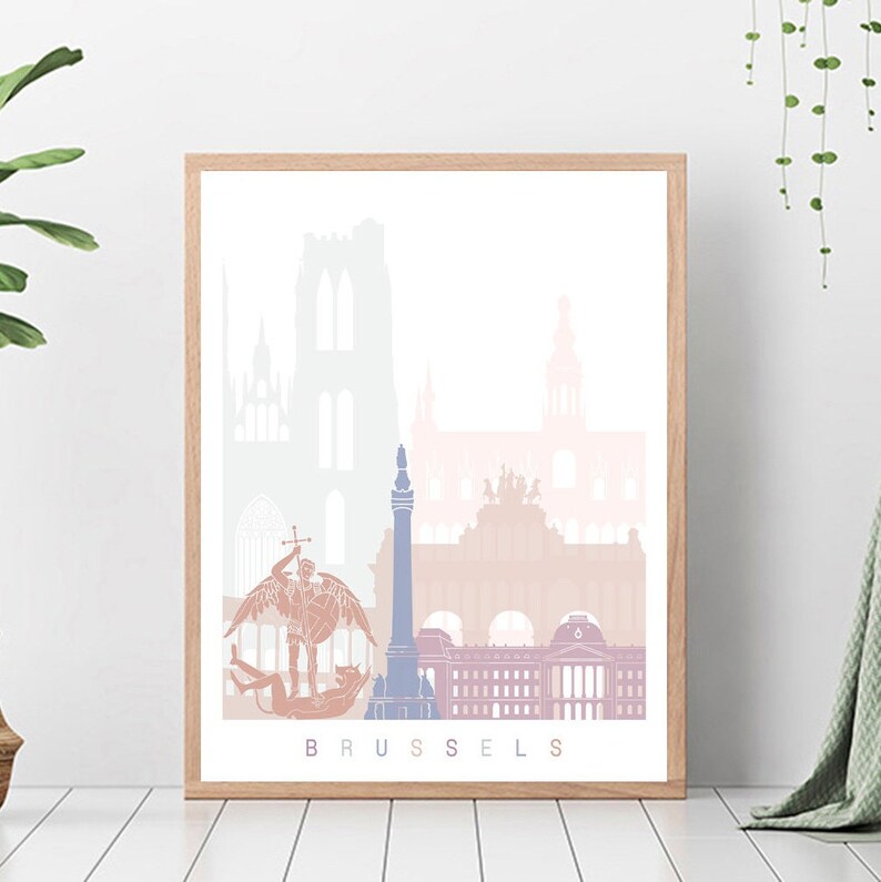 Brussels Skyline Poster Fine Art Print Landmarks Skyline - Etsy