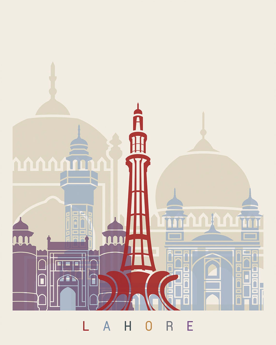Lahore Skyline Poster Fine Art Print Landmarks Skyline - Etsy