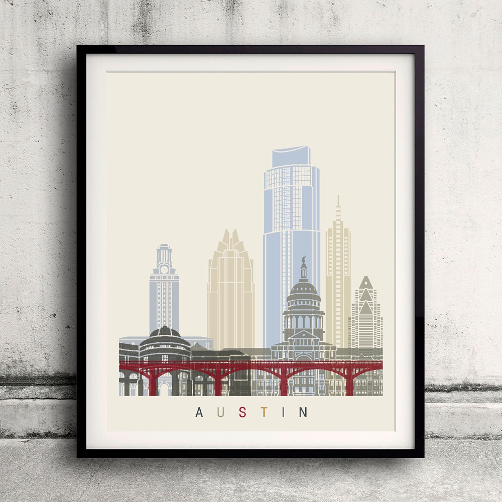 Austin Skyline Poster Fine Art Print Landmarks Skyline | Etsy