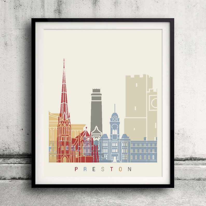 Preston Skyline Poster Fine Art Print Landmarks Skyline | Etsy