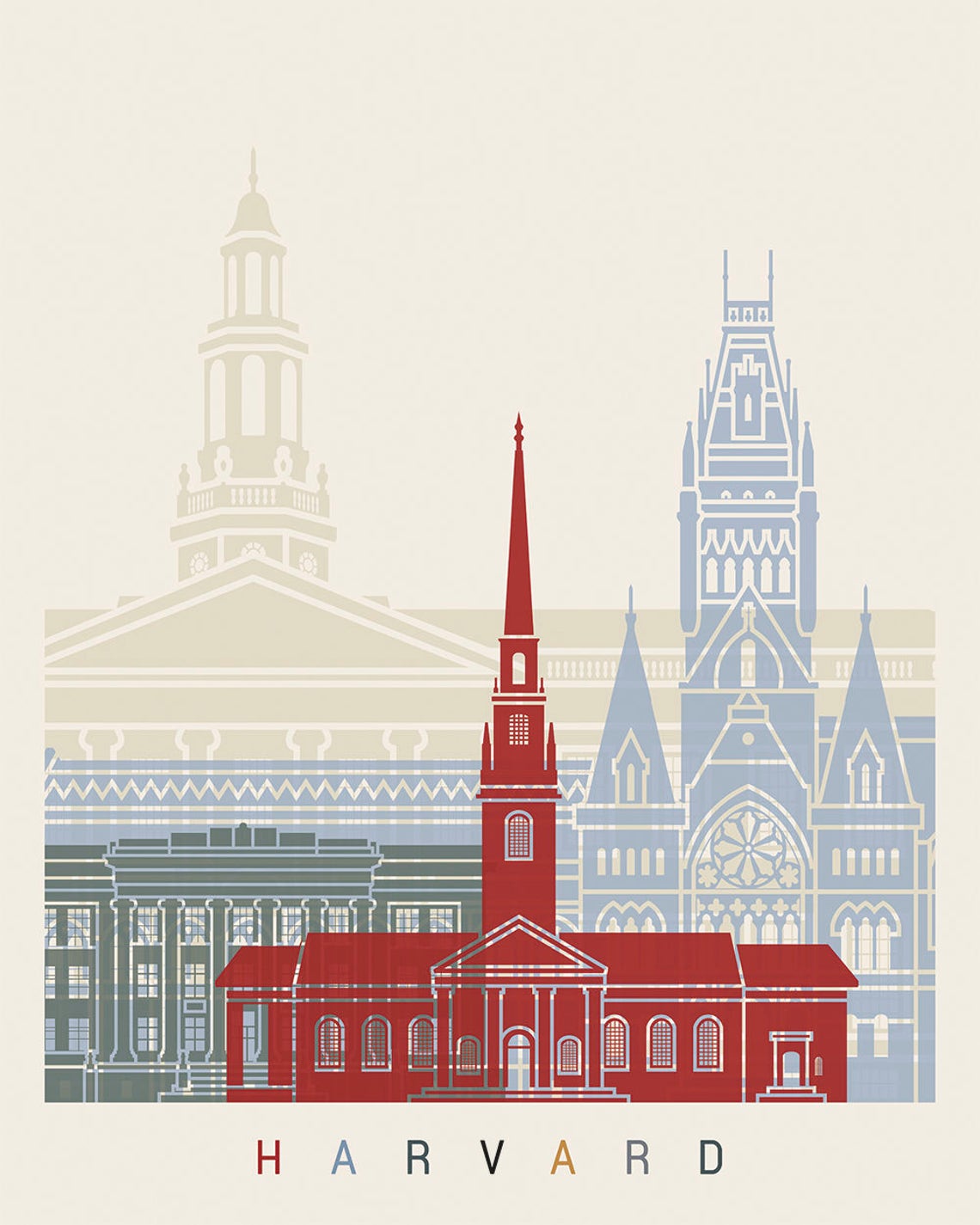 Harvard Skyline Poster Fine Art Print Landmarks Skyline | Etsy