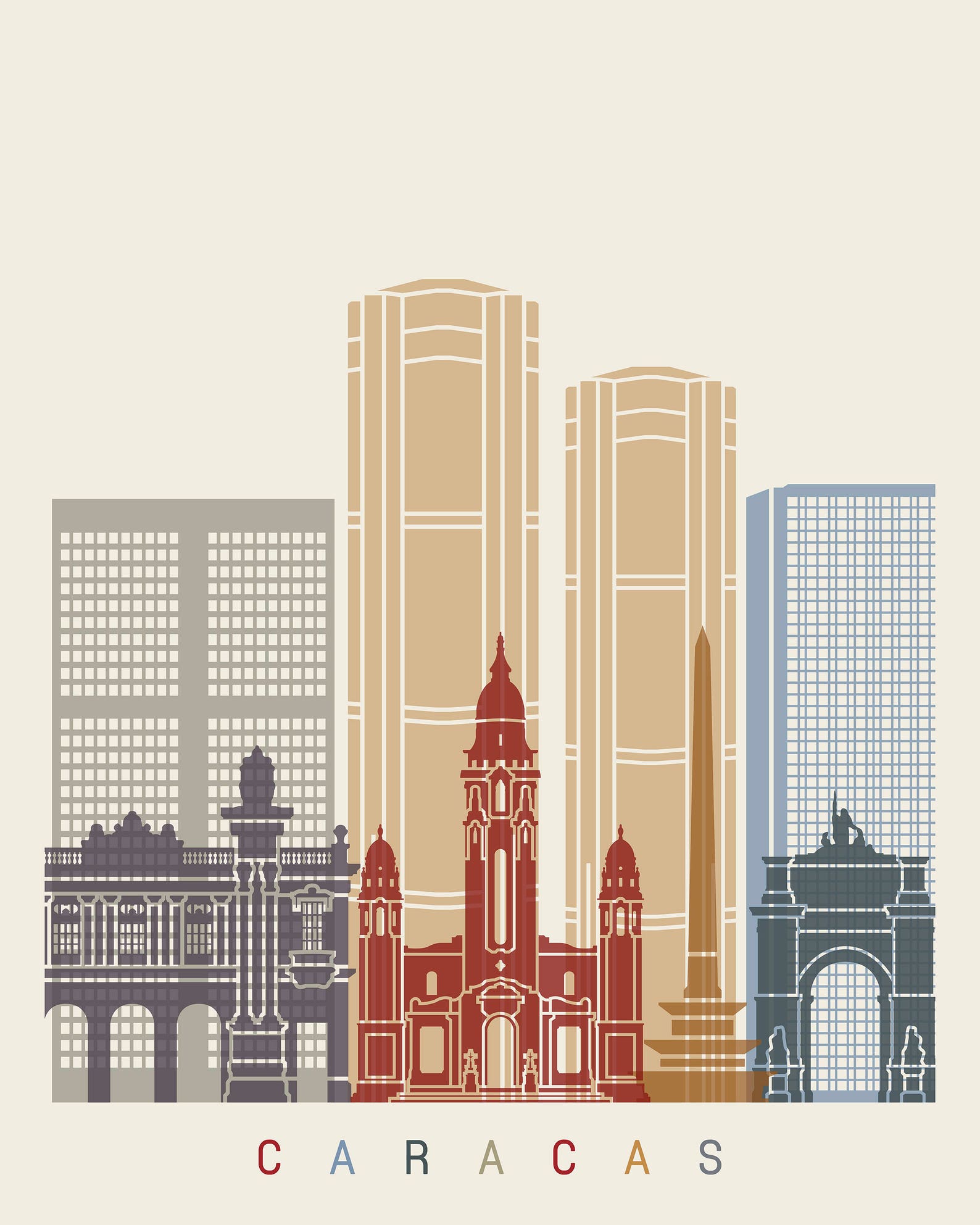 Caracas Skyline Poster - Fine Art Print Landmarks Skyline Poster Gift ...