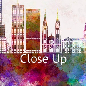 Denver Skyline in Watercolor Background - Poster Digital Wall Art ...