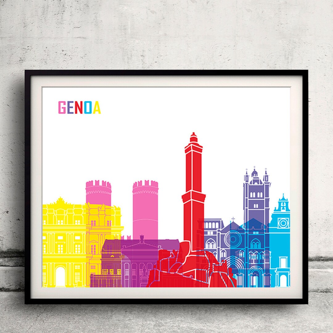 Genoa Pop Art Skyline 8x10 In. to 12x16 In. Fine Art Print Glicee ...
