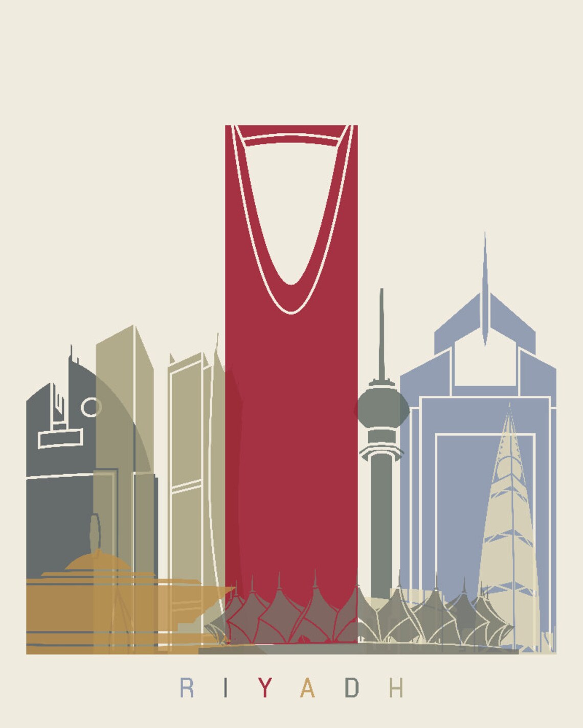 Riyadh Skyline Poster 8x10 In. to 12x16 In. Fine Art Print Glicee ...