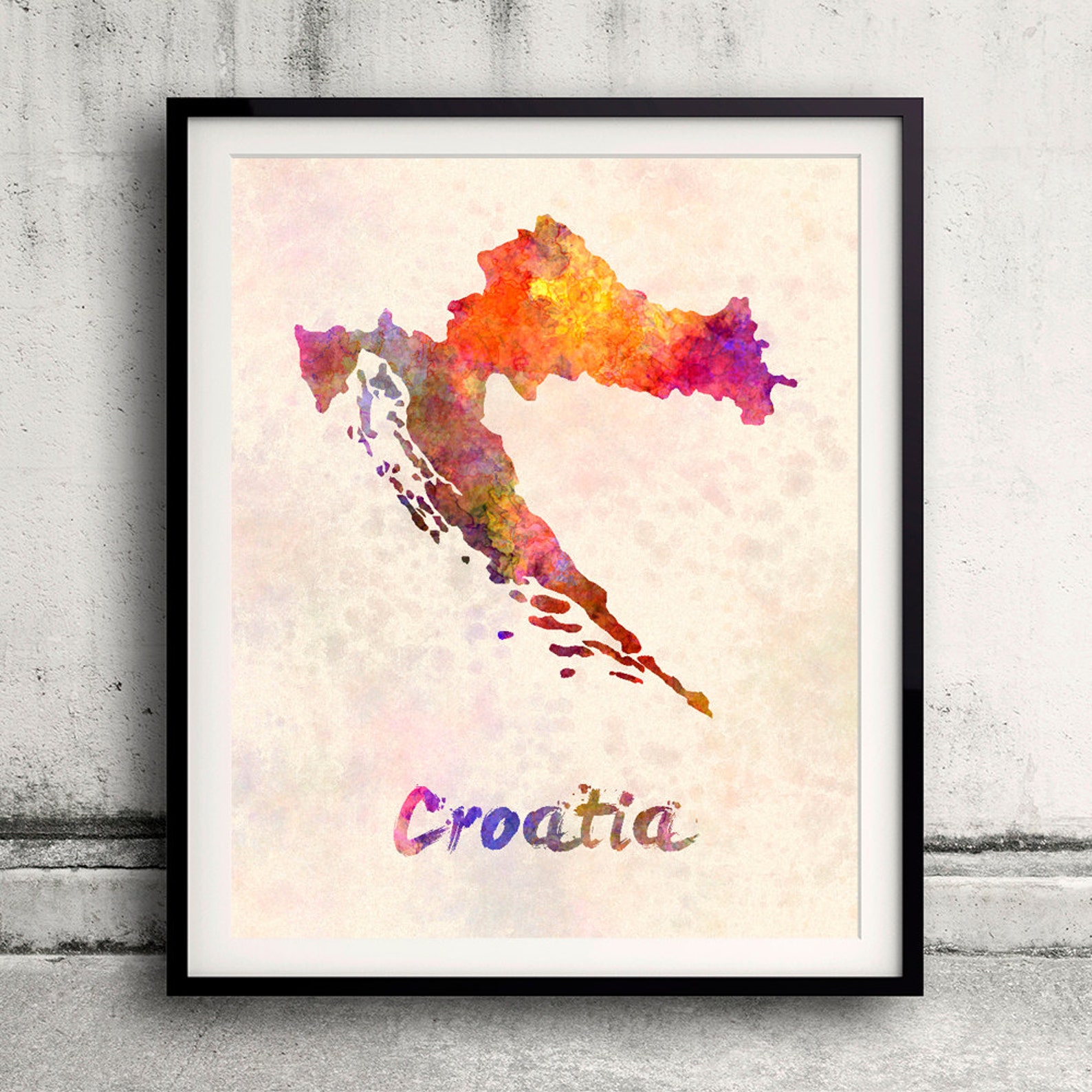 Croatia - Map in Watercolor - Fine Art Print Glicee Poster Decor Home ...
