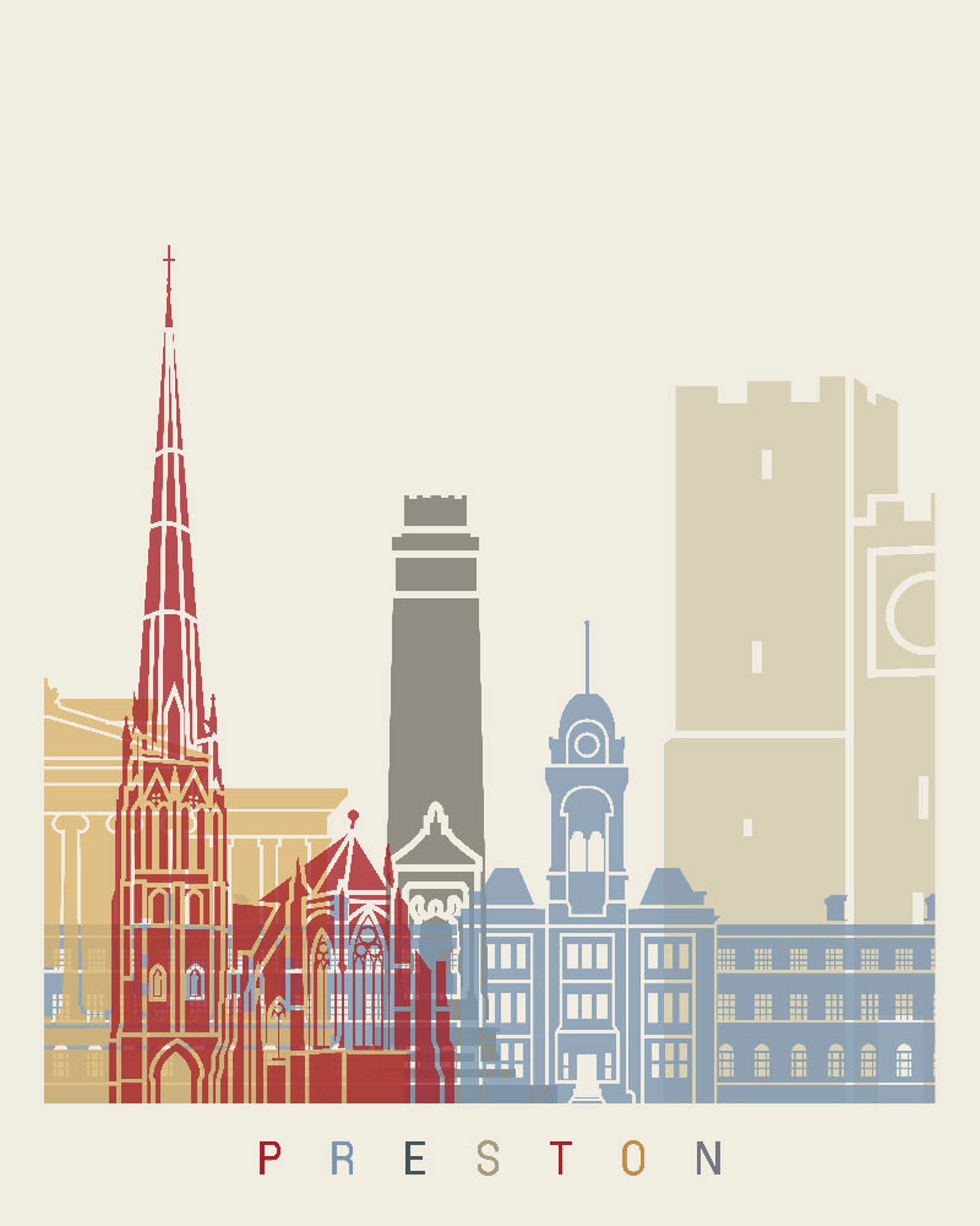 Preston Skyline Poster Fine Art Print Landmarks Skyline - Etsy