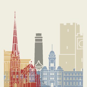 Preston Skyline Poster - Fine Art Print Landmarks Skyline Poster Gift ...