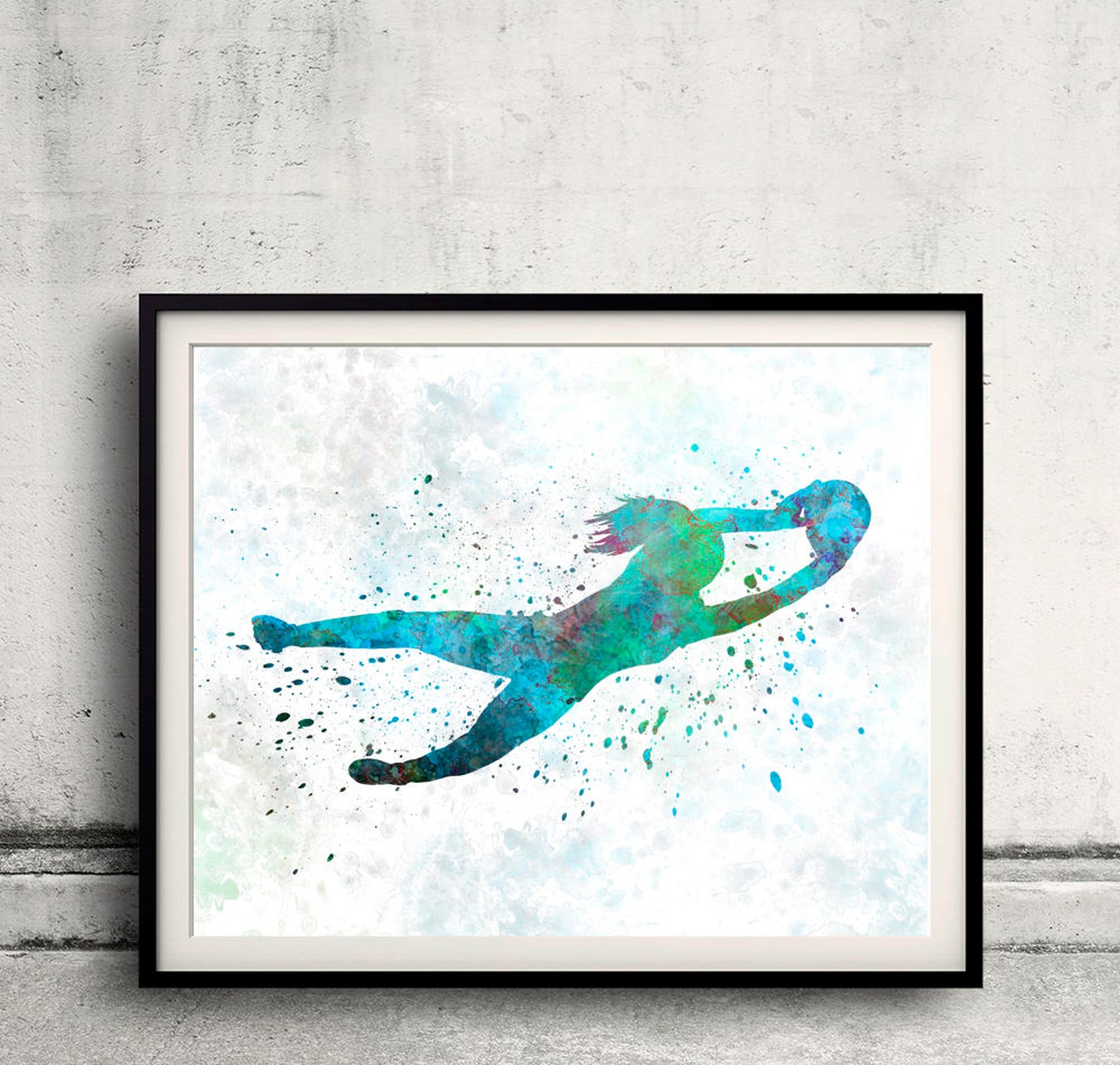 Woman Soccer Player 18 Goalkeeper - Poster Watercolor Wall Art Splatter ...