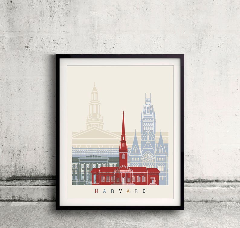 Harvard Skyline Poster - Fine Art Print Landmarks Skyline Poster Gift ...