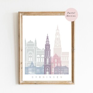 Groningen Skyline Poster - Fine Art Print Landmarks Skyline Poster Gift ...