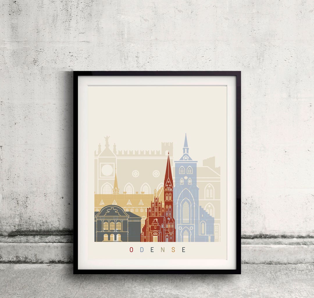 Odense Skyline Poster - Fine Art Print Landmarks Skyline Poster Gift ...