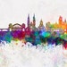 Basel Skyline in Watercolor Background 8x10 In. to 12x16 In. Poster ...