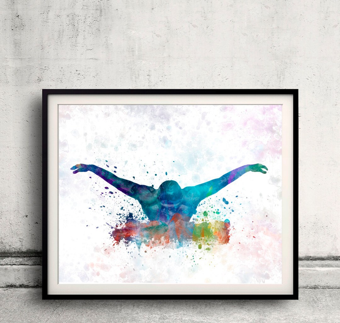 Swimming Pool 02 in Watercolor - Poster Watercolor Wall Art Splatter ...