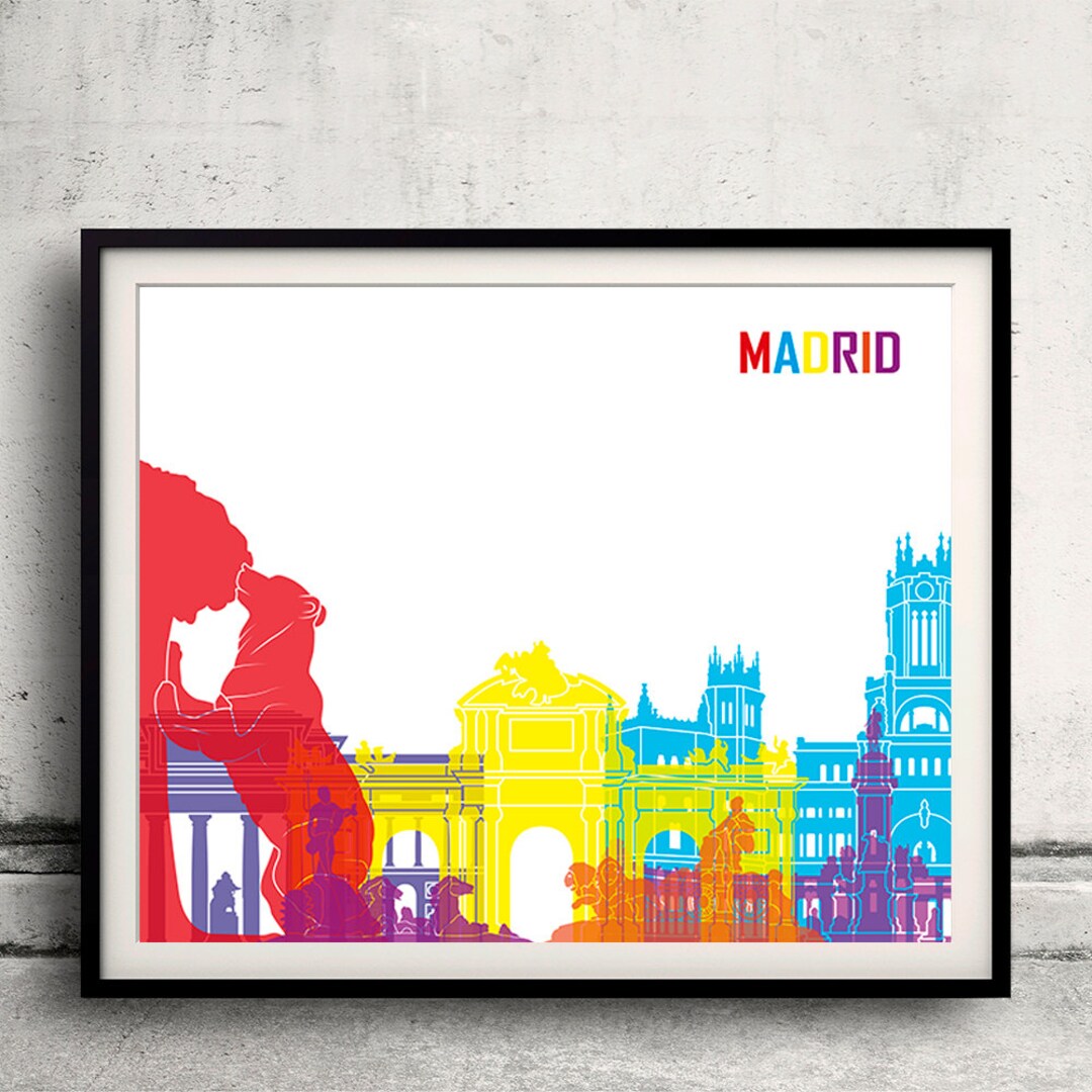Madrid Pop Art Skyline 8x10 In. to 12x16 In. Fine Art Print Glicee ...