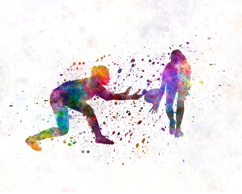 Rugby Women Player 02 - Poster Watercolor Wall Art Splatter Sport ...