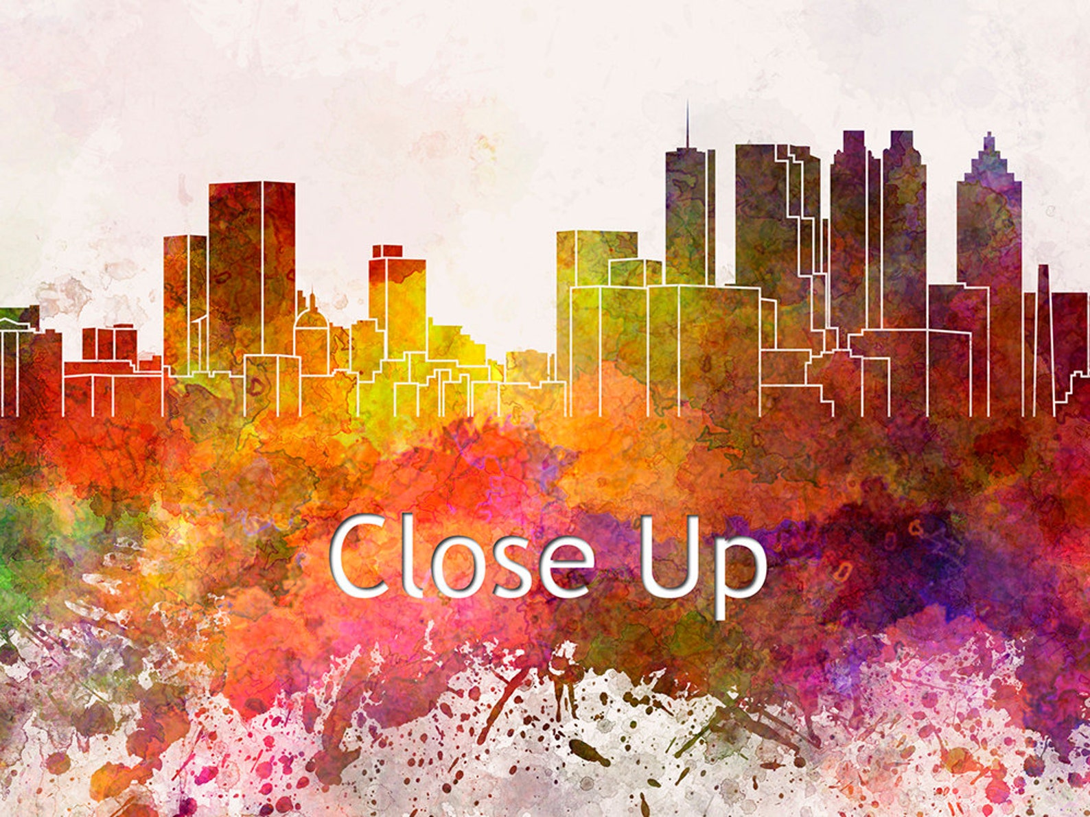 Atlanta Skyline in Watercolor Background 8x10 in to 12x16 | Etsy