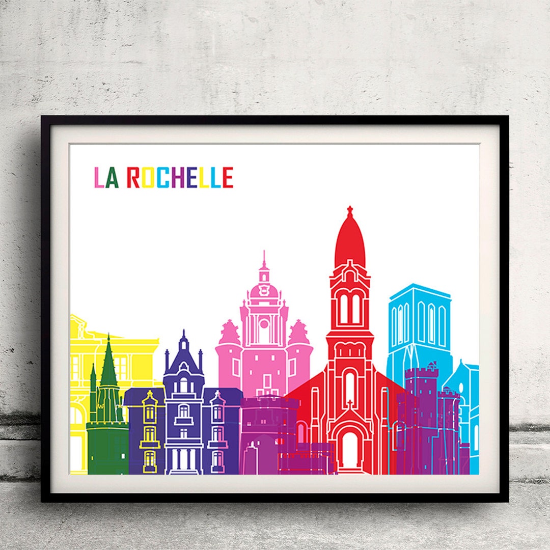 La Rochelle Pop Art Skyline 8x10 In. to 12x16 In. Fine Art Print Glicee ...
