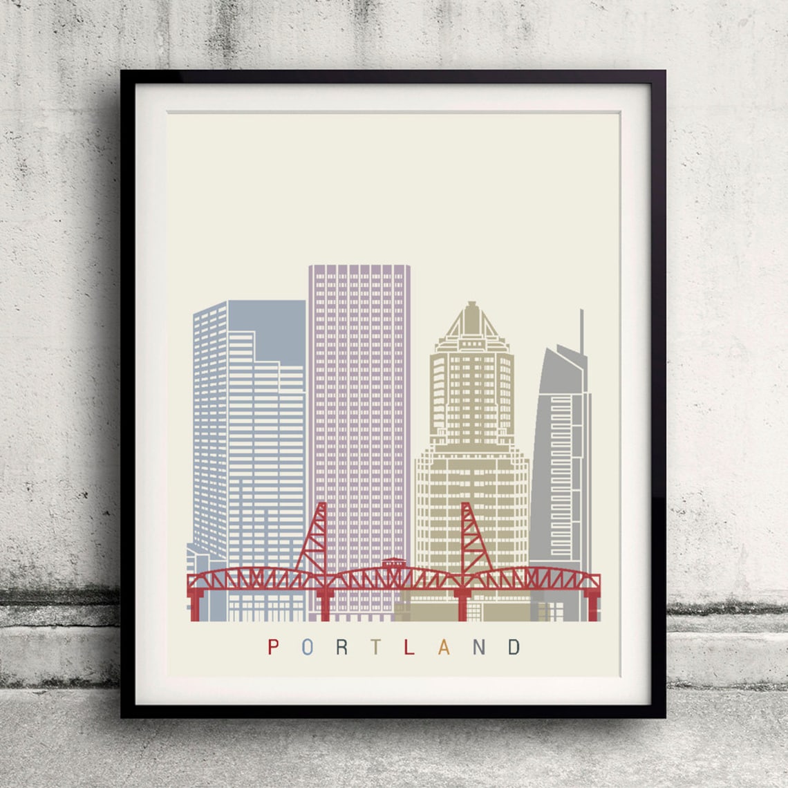 Portland Skyline Poster Fine Art Print Landmarks Skyline - Etsy