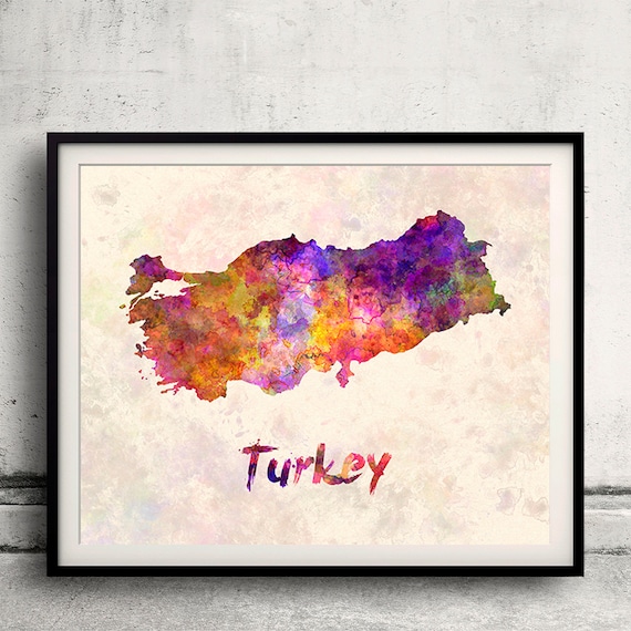 Turkey Map in Watercolor Fine Art Print Glicee Poster | Etsy