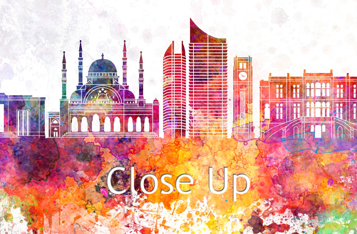 Beirut Skyline in Watercolor Background Poster Digital Wall - Etsy