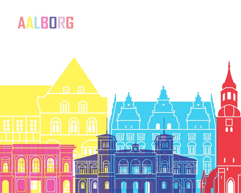 Aalborg Skyline Pop Fine Art Print Glicee Poster Gift - Etsy
