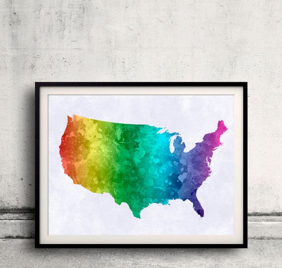 United States Map in Watercolor Painting Abstract Splatters | Etsy