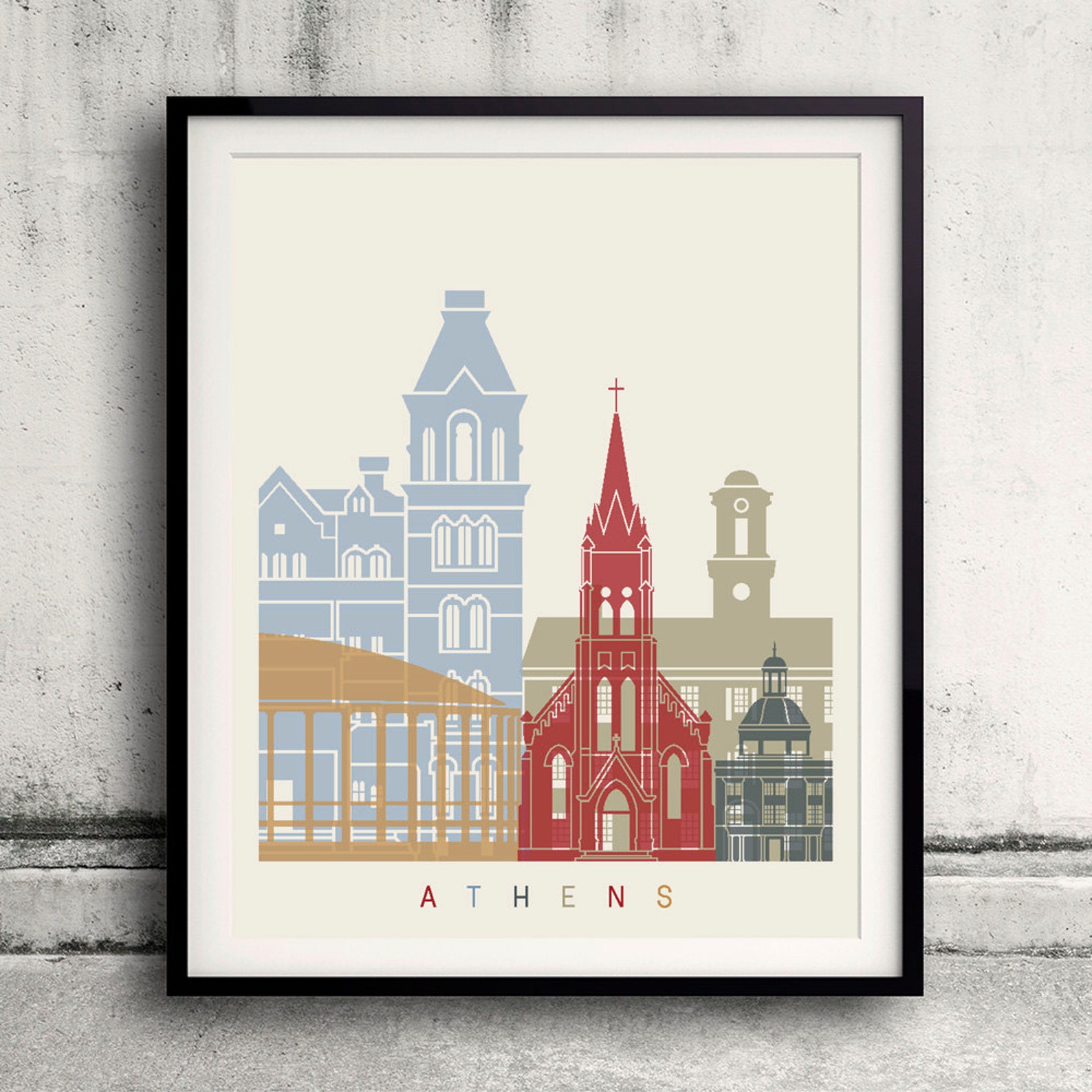 Athens OH Skyline Poster - Fine Art Print Landmarks Skyline Poster Gift ...