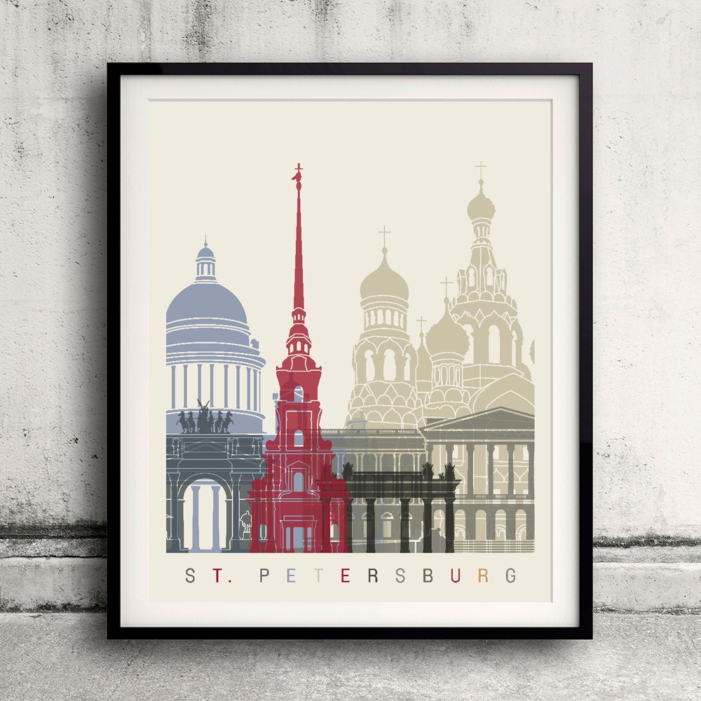 St Petersburg Skyline Poster - Fine Art Print Landmarks Skyline Poster ...