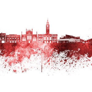 Kingston Upon Hull Skyline in Watercolor on White, 8 Monochrome Colors ...